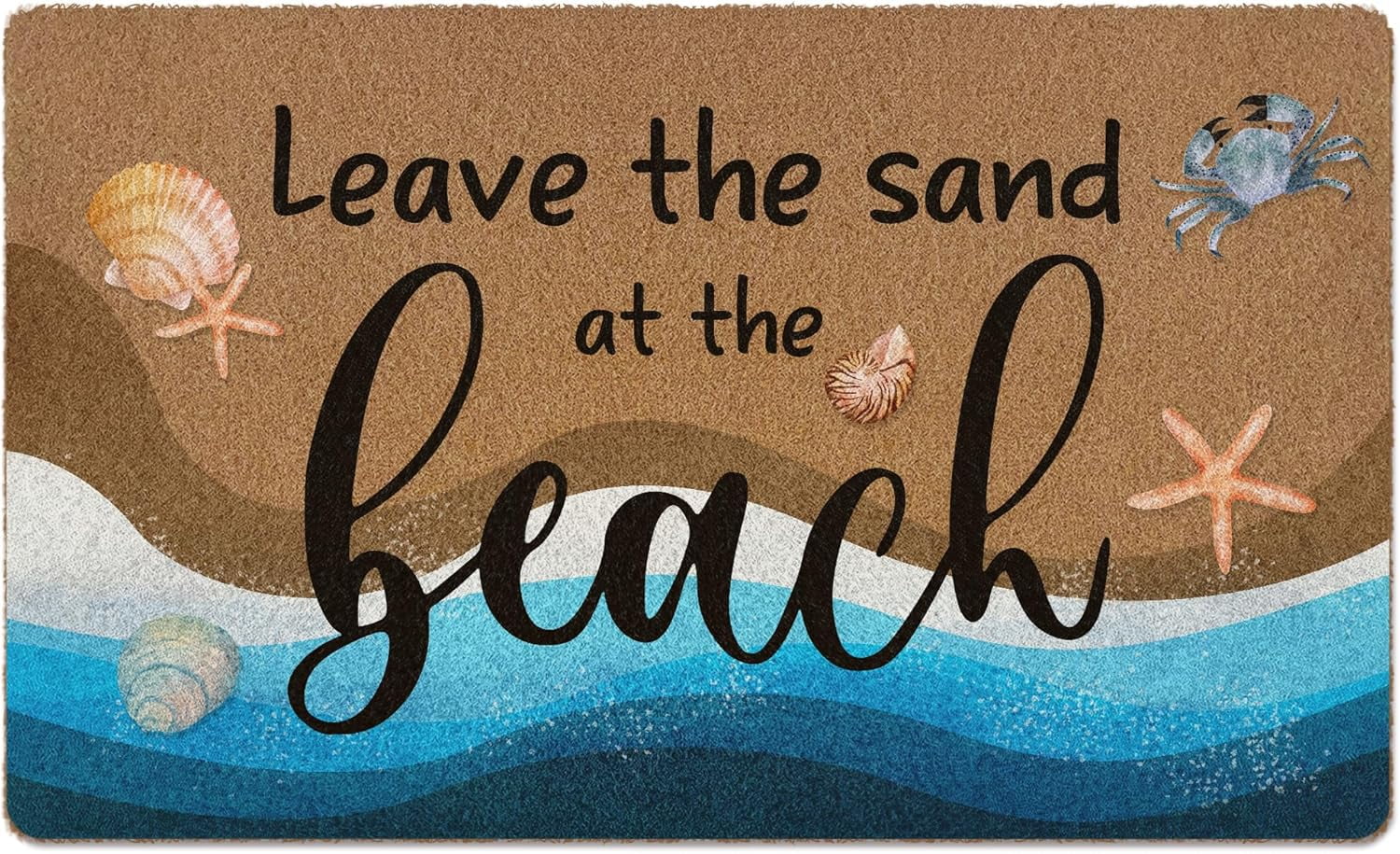Beach Ocean Coastal Summer Door Mat,Leave The Sand at The Beach Welcome ...
