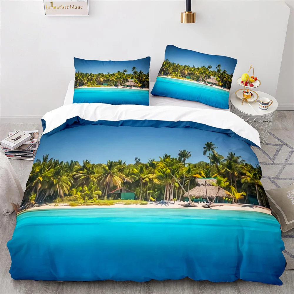 Beach Ocean Duvet Cover Set Sunset Hawaiian Waves Comforter Cover ...
