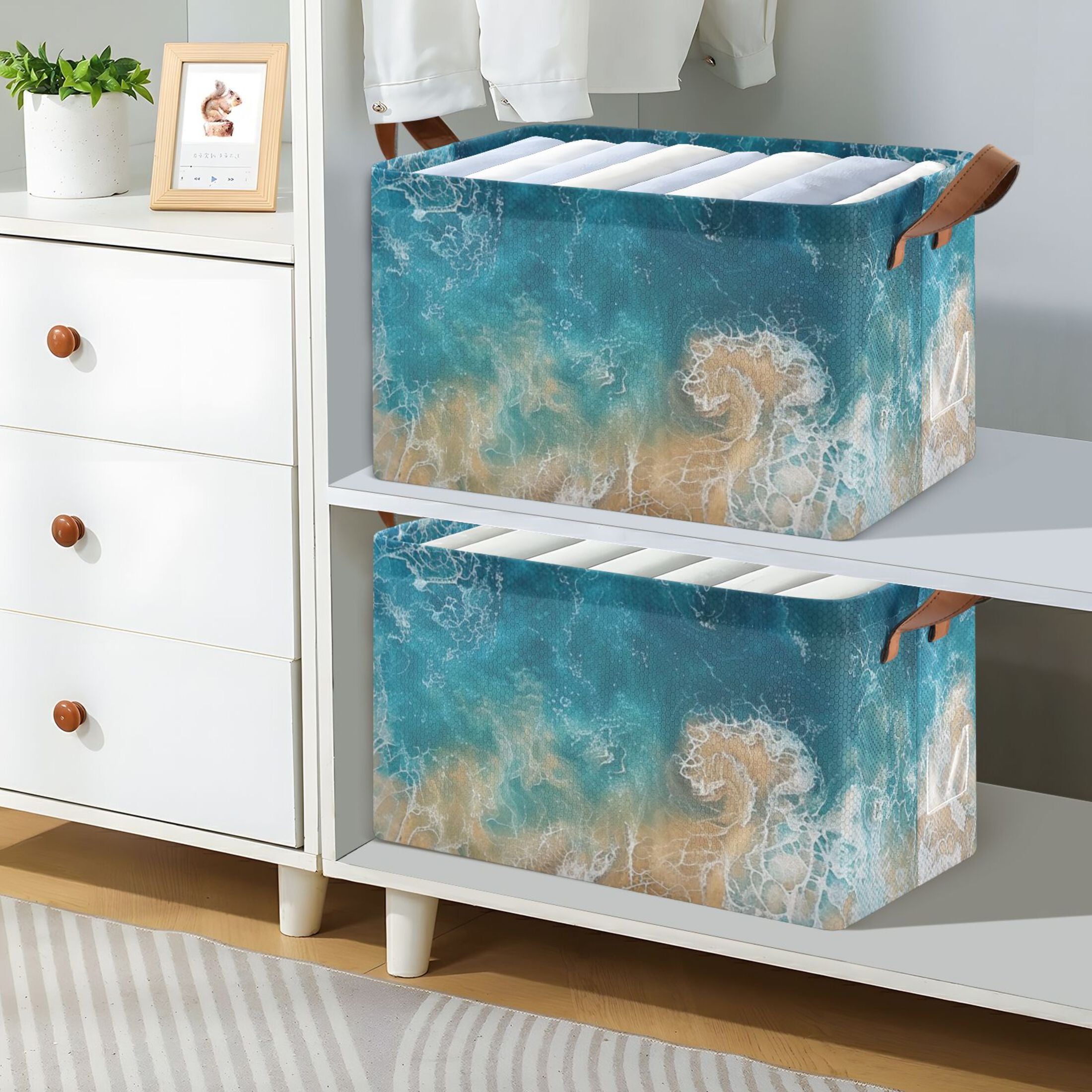Beach Ocean Foldable Storage Large Fabric Storage Baskets Organizer ...