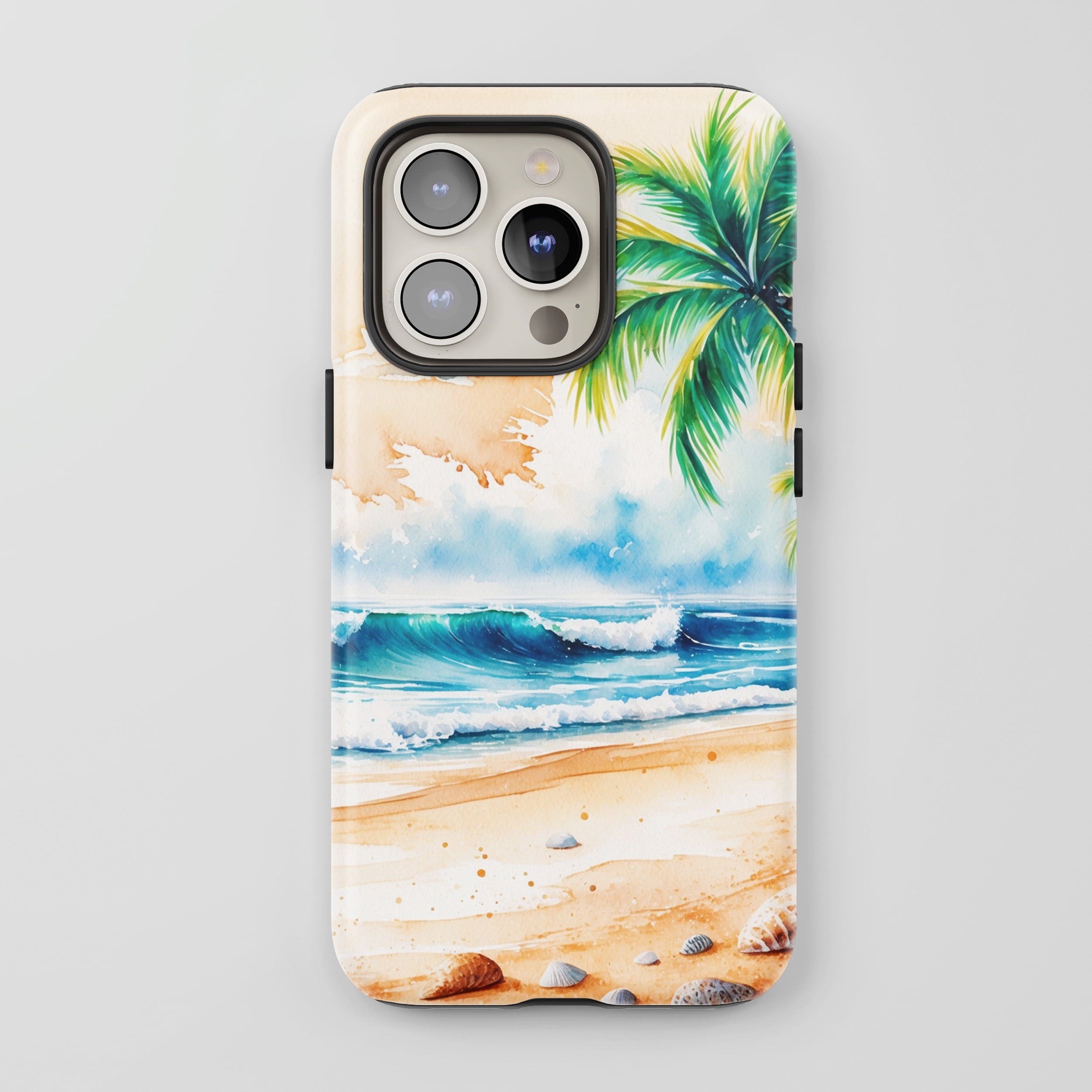 Beach Ocean Palm For All iPhone Series Protective Phone Case Watercolor ...