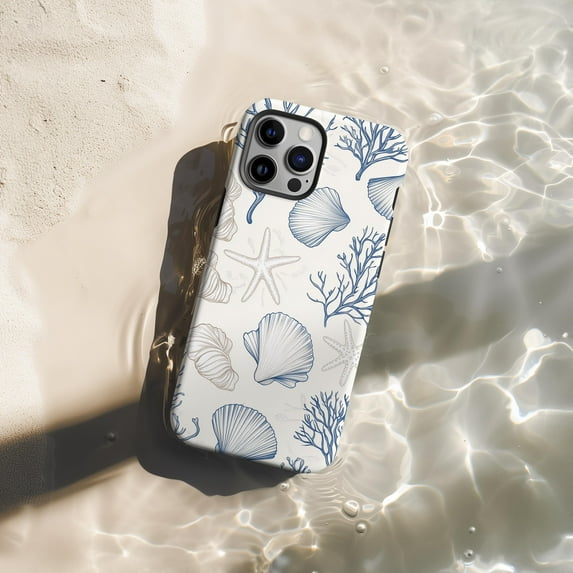 Beach Ocean Phone Case Minimal Sea Shell Art with iPhone 17 to 11 Pro ...