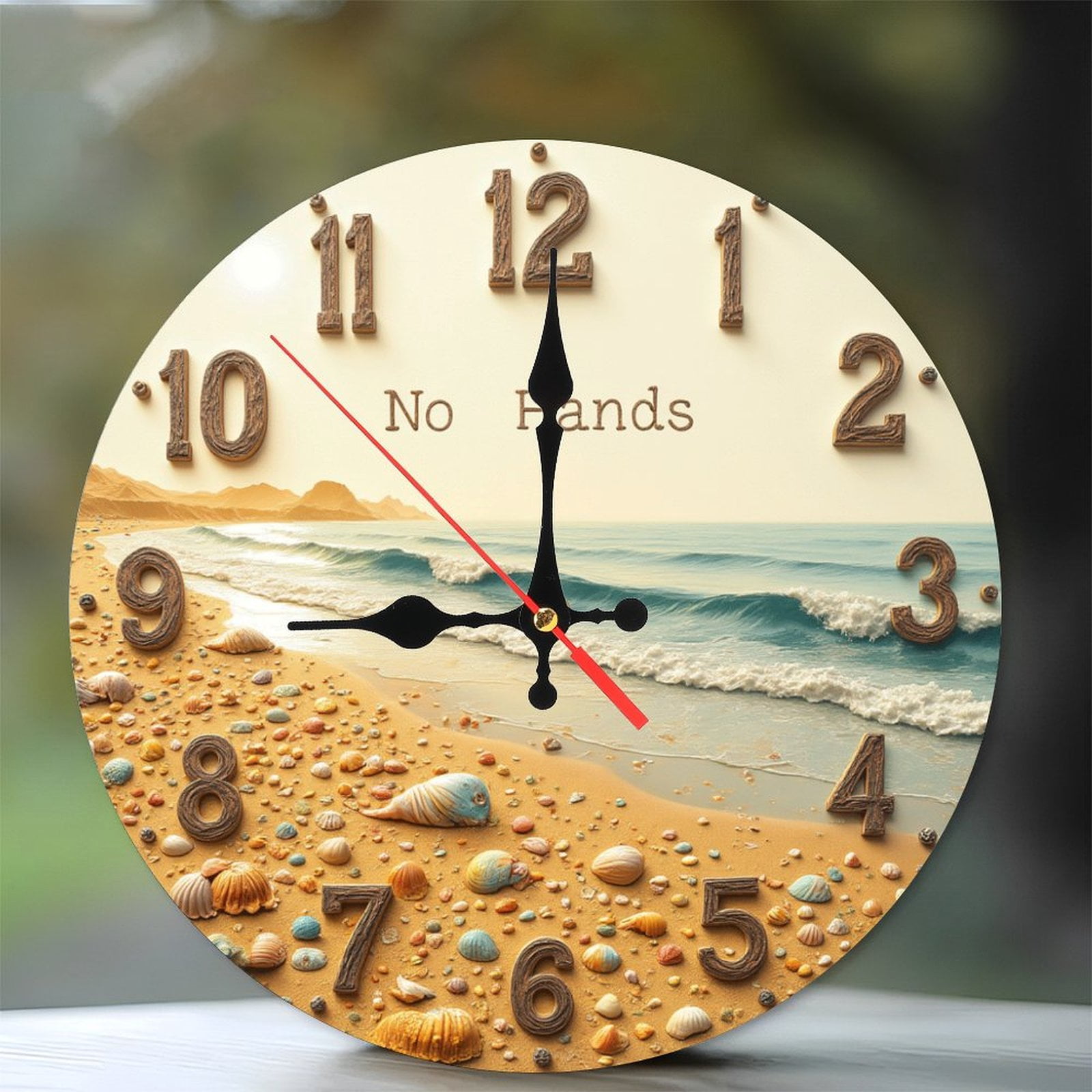 Beach Ocean Seashell Decor Wall Clock No Hands Unique Gift 10-Inch ...