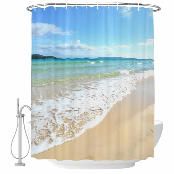 Beach Ocean Shower Curtain Set - Long 72" x 84" Washable Bathtub ...