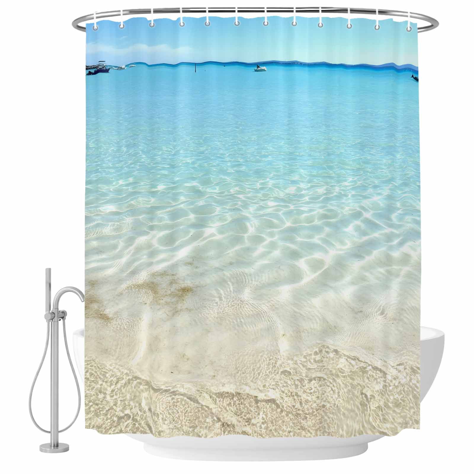 Beach Ocean Shower Curtain, Waterproof Shower Curtains for Bathroom ...