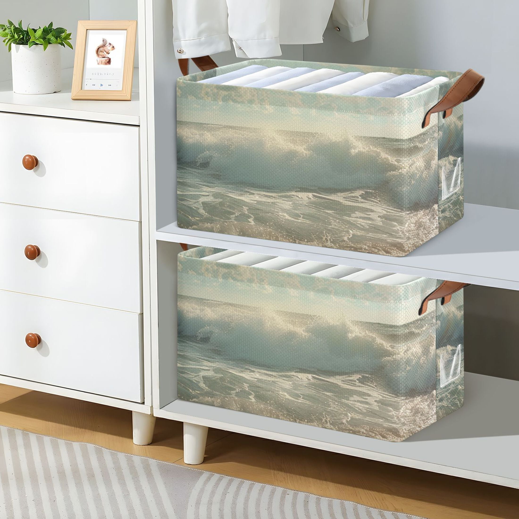 Beach Ocean Sky Foldable Storage Large Fabric Storage Baskets Organizer ...