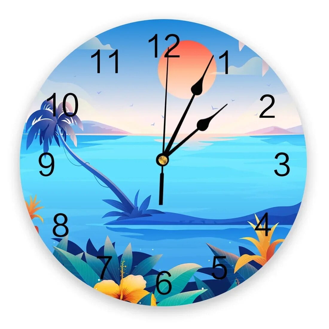Beach Ocean Sky Landscape Wall Clock Modern Design Living Room ...