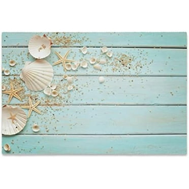 Fennco Style Hand Beaded Seashell Coastal Placemat 15" Round, 1-Piece ...