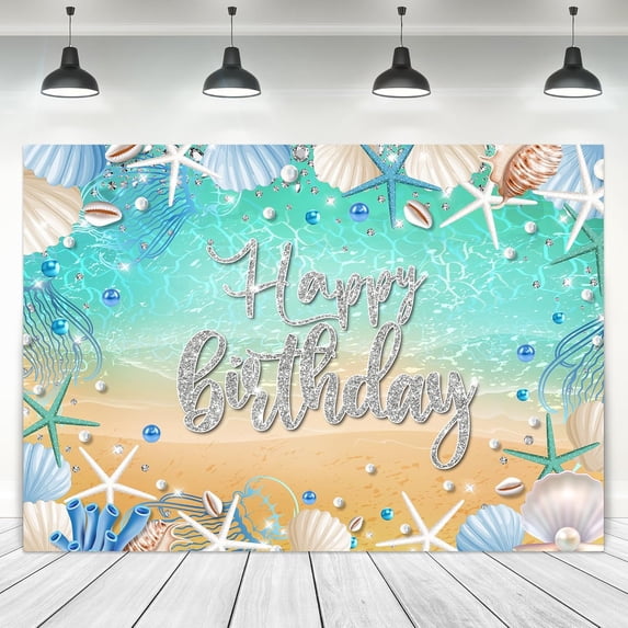 Beach Ocean Summer Birthday Backdrop Summer Happy Birthday Coastal Sea ...