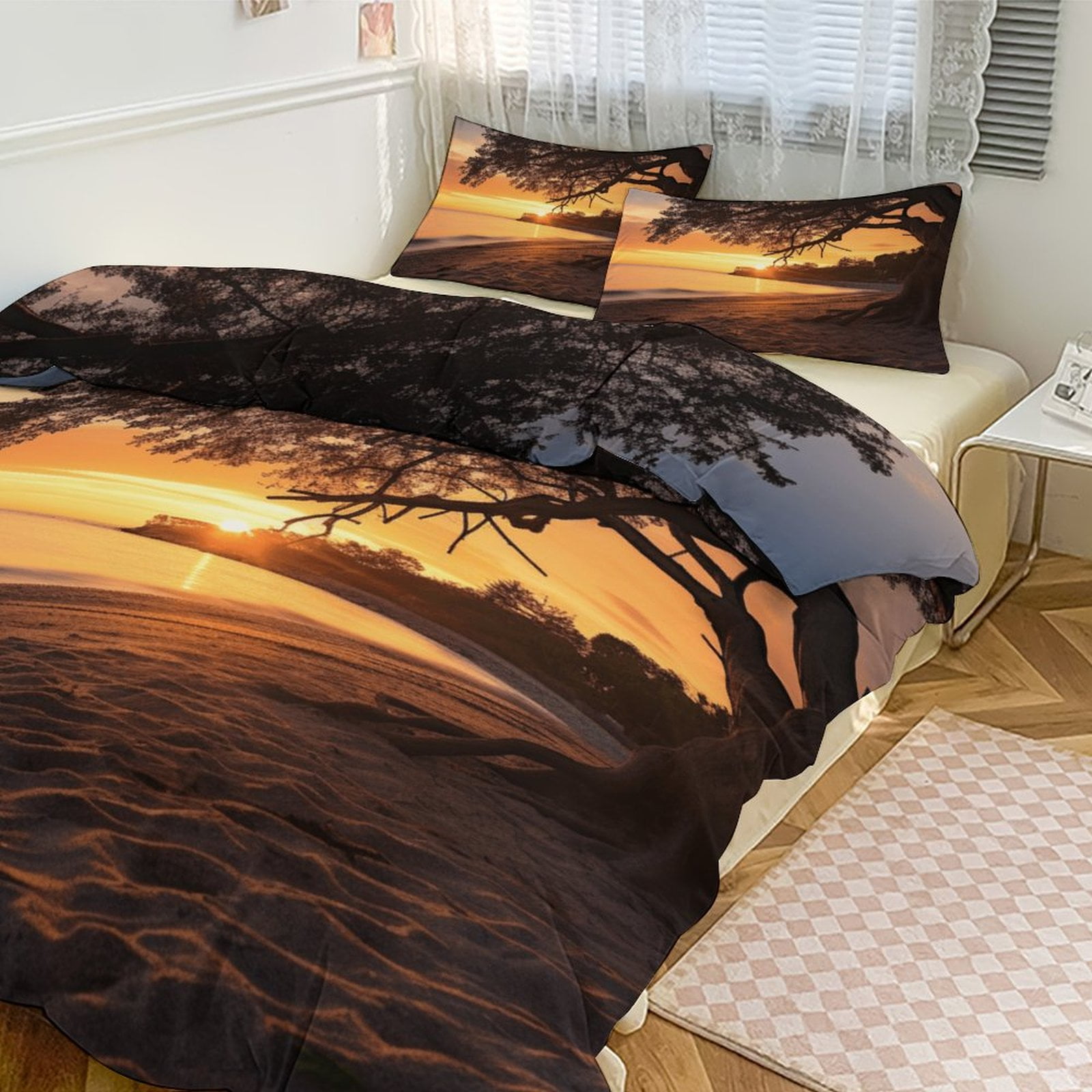 Beach Ocean Sunrise Sunset Bedding Set with Zipper Closure for Girls ...