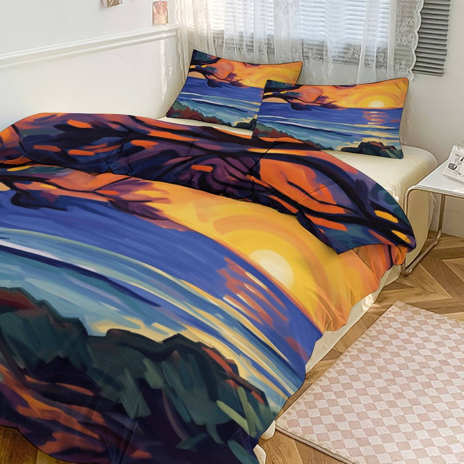Beach Ocean Sunrise Sunset Bedding Sets Twin Duvet Cover 3 Piece Cute ...