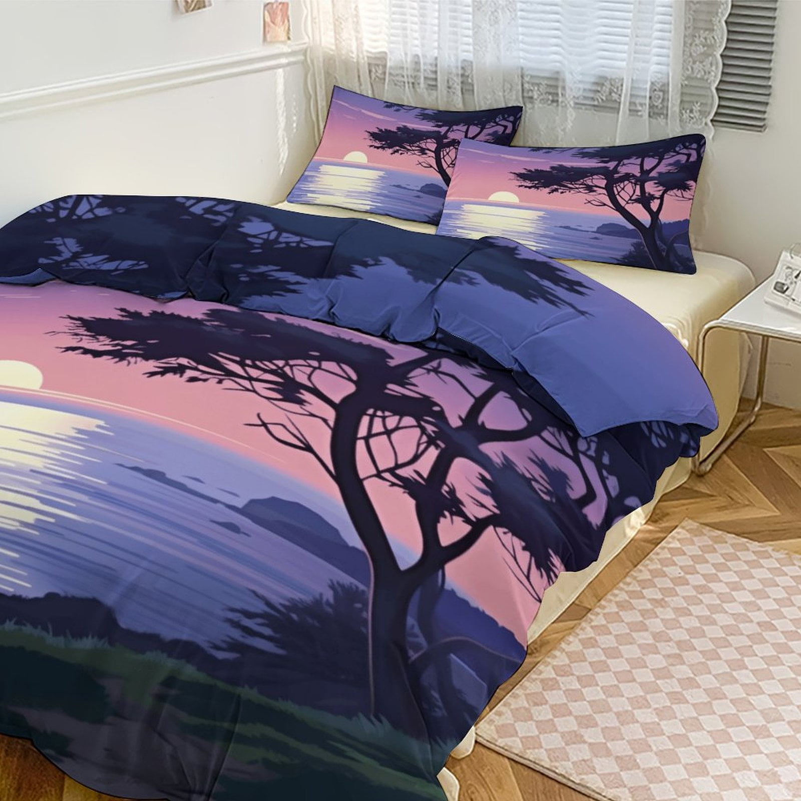 Beach Ocean Sunrise Sunset Bedding Sets Twin Duvet Cover 3 Piece Cute ...