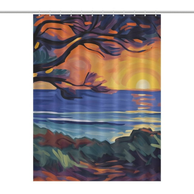 Beach Ocean Sunrise Sunset Shower Curtains - Bath Shower Curtain Set ...