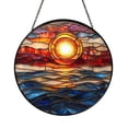 Beach Ocean Sunset Stained Glass Style Suncatcher Window Decor, Coastal ...