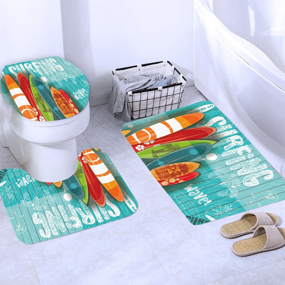 Beach Ocean Surfing Scenery 3D Printing Waterproof Shower Curtain Rug ...