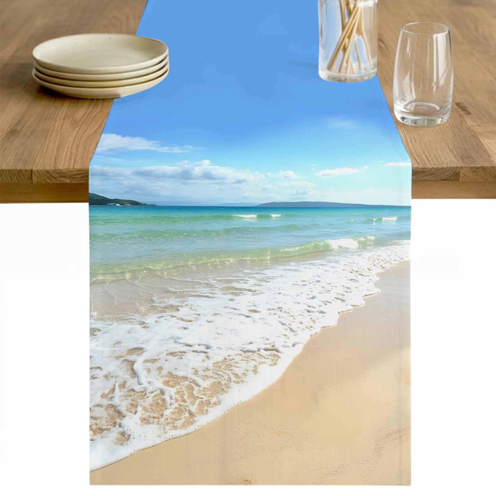 Beach Ocean Table Runner 48 Inches Long Farmhouse Dress Scarves, Nature ...
