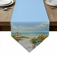 Beach Ocean Table Runner Linen Burlap Table Runner 120 Inches Long Blue ...