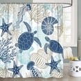 Beach Ocean Themed Shower Curtain Funny Sea Turtle Seashell Starfish ...