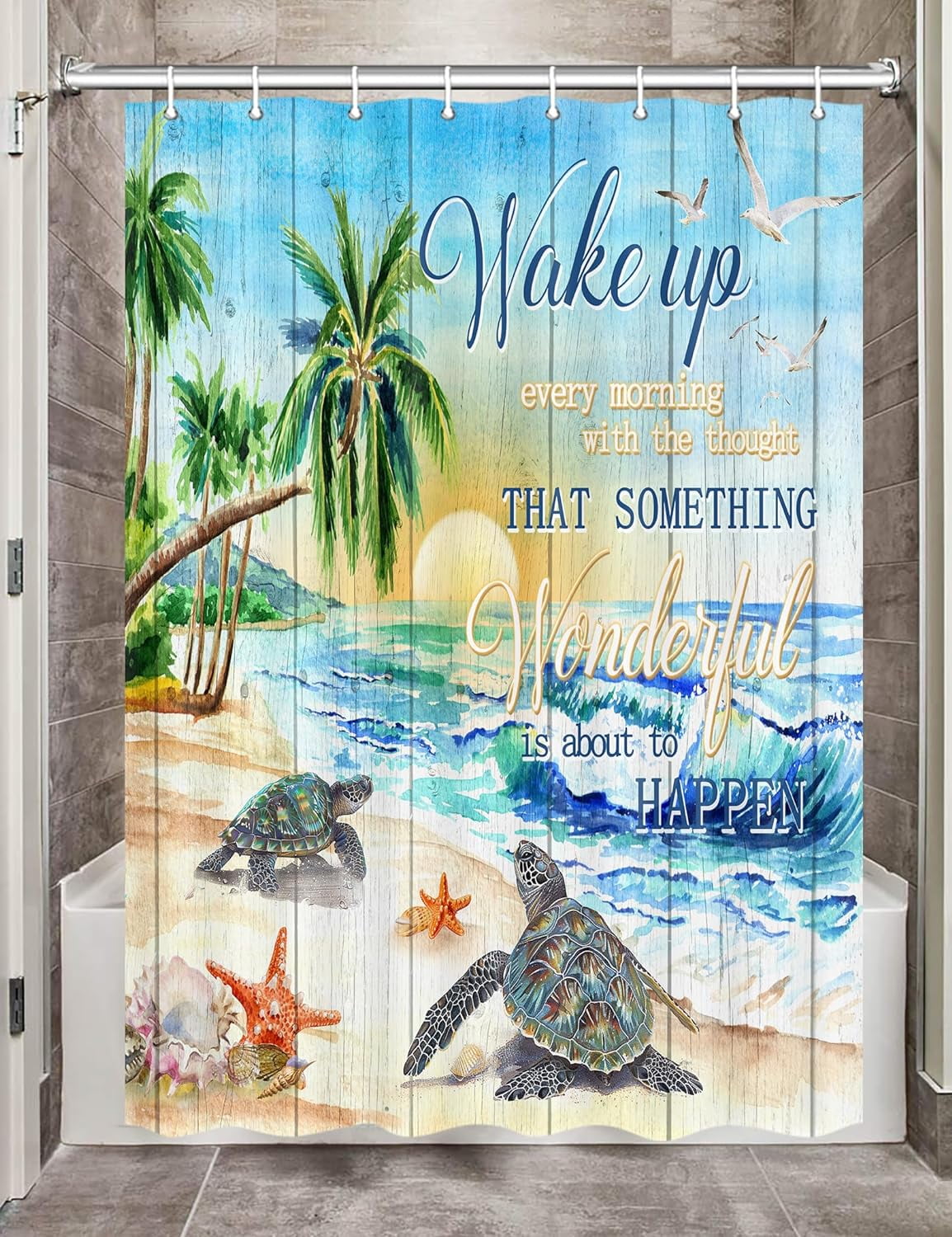 Beach Ocean Turtle Camper RV Shower Curtain for Travel Trailer Bathroom ...