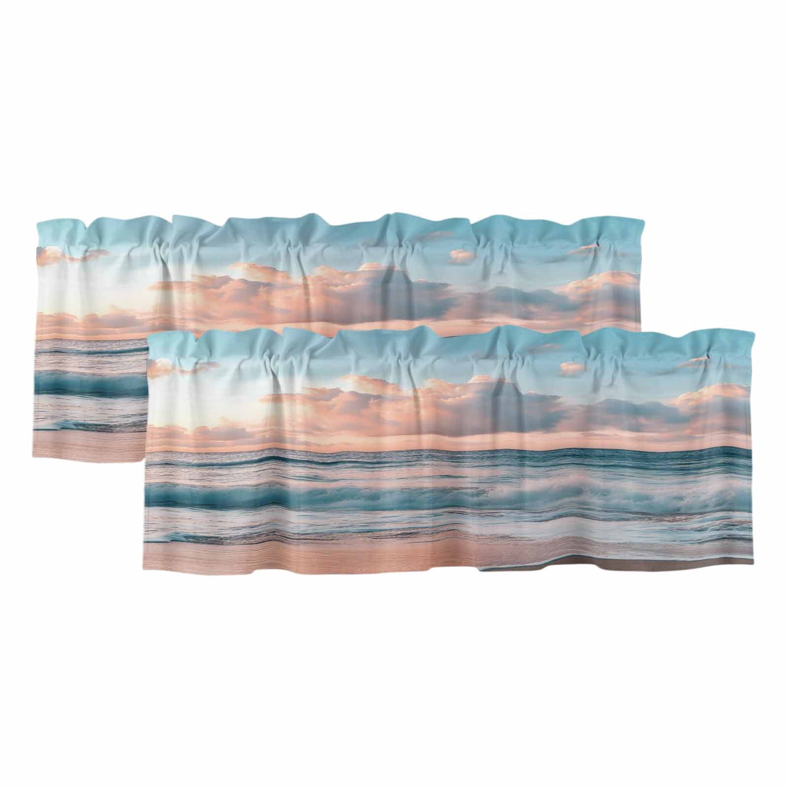 Beach Ocean Valances for Windows, Decorative Rod Pocket Window Valance ...