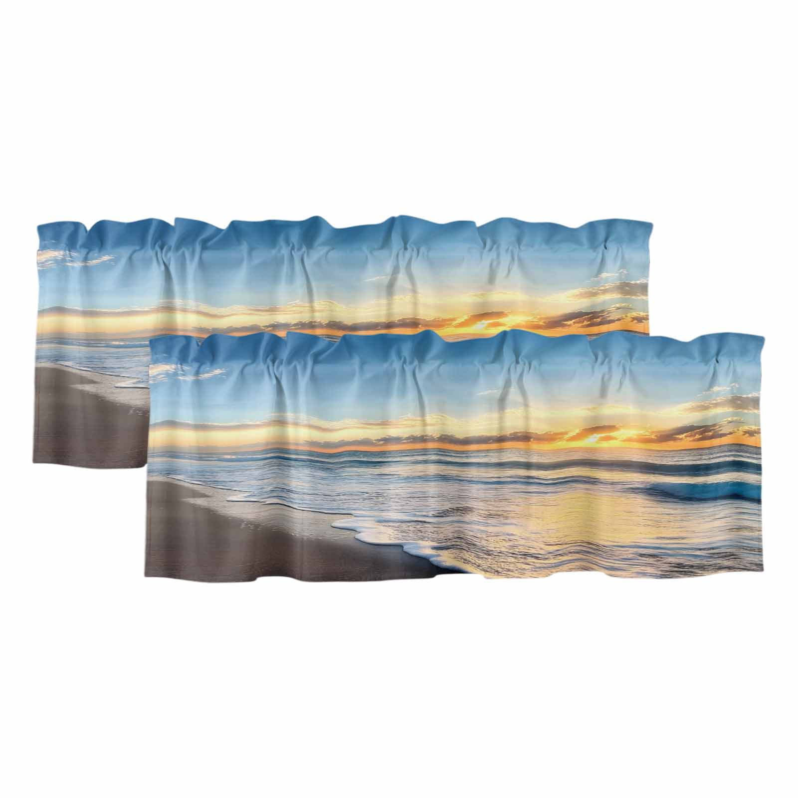 Beach Ocean Valances for Windows, Decorative Rod Pocket Window Valance ...