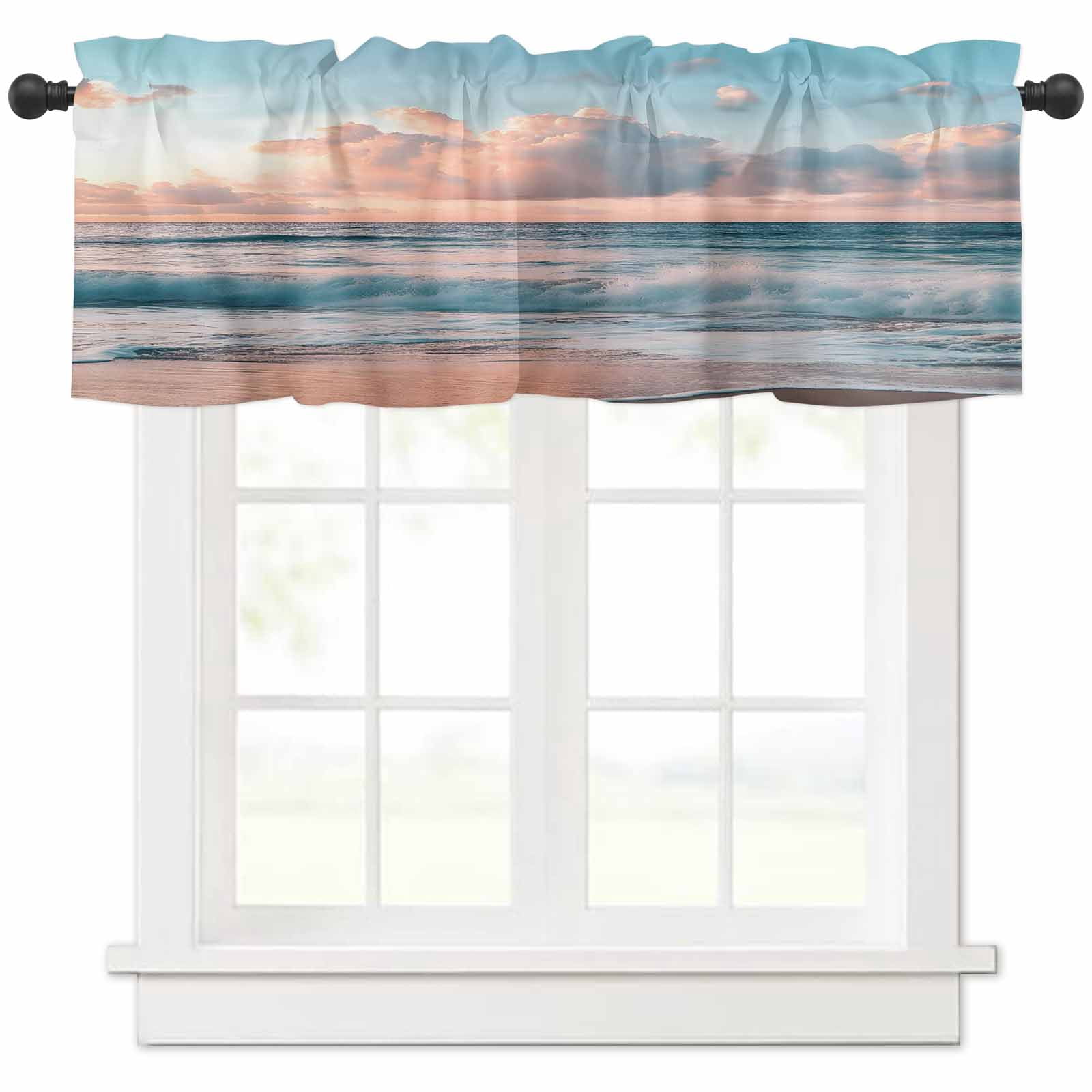 Beach Ocean Valances for Windows Farmhouse Kitchen Curtains Valances ...