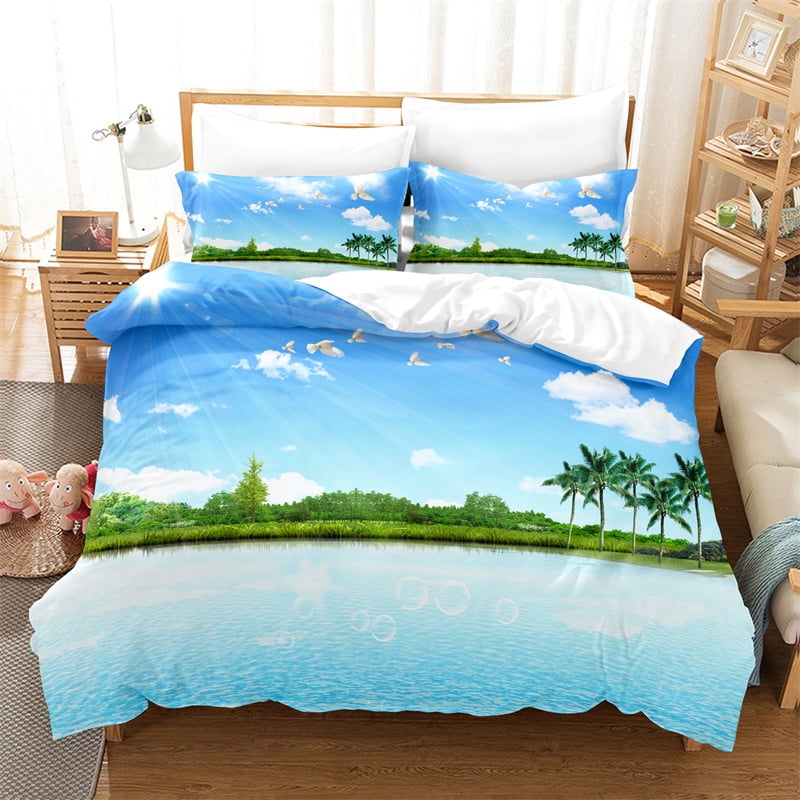 Beach Ocean View Duvet Cover Set Ocean Bedding Set Size Bed Comforter ...