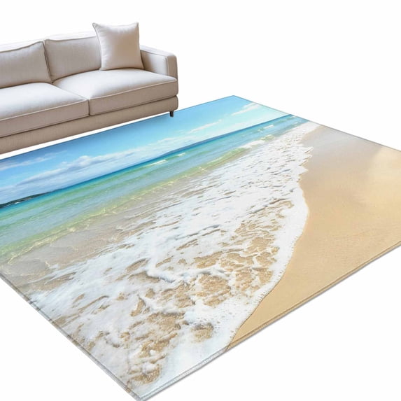 Beach Ocean Washable Rug 5x7 Area Rug for Living Room Bedroom Non Slip ...