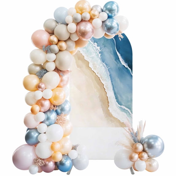 Beach Ocean Wave Arch Backdrop Cover 6 FT Blue Watercolor Painting ...