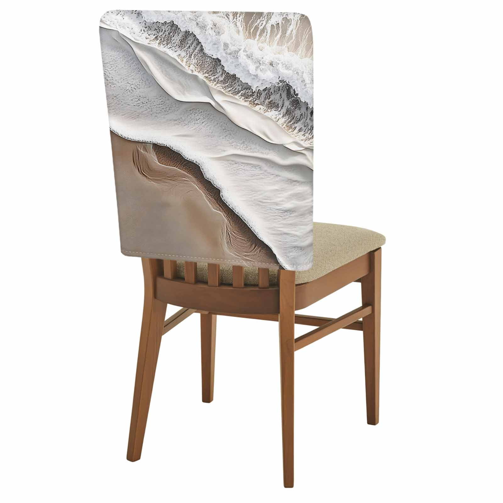 Beach Ocean Wave Chair Back Covers Set of 8, Abstract Art Coastal Brown ...