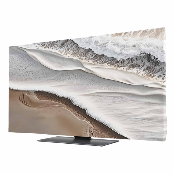 Beach Ocean Wave TV Dust Cover 85 Inch, Abstract Art Coastal Brown ...