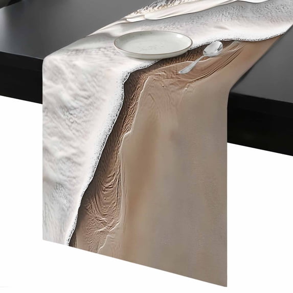 Beach Ocean Wave Table Runner 13x108 Inch Abstract Art Coastal Brown ...