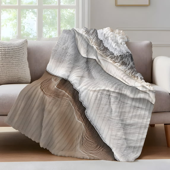 Beach Ocean Wave Throw Blanket for Couch Abstract Art Coastal Brown ...