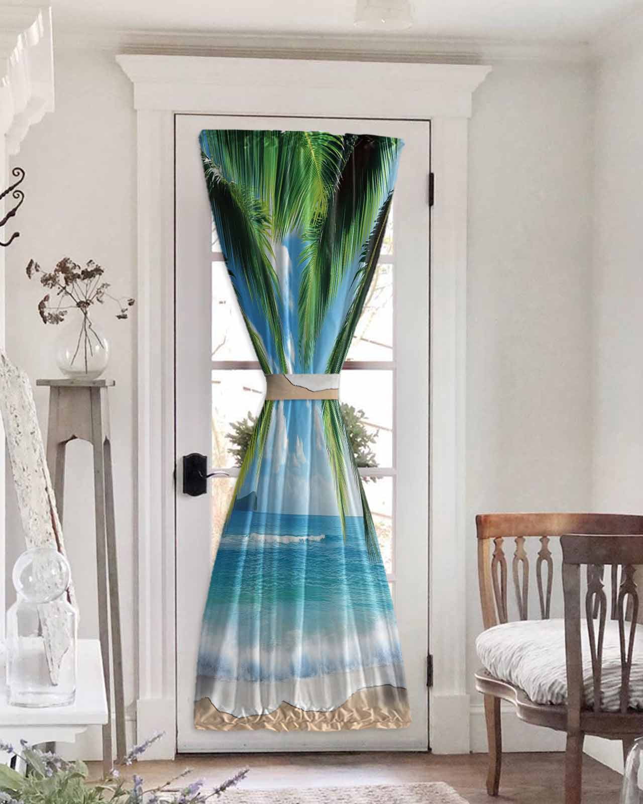 Beach Ocean Waves Blackout Door Curtains for French, Glass,Front, Back ...