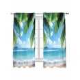 Beach Ocean Waves Curtains 72 Inch Length, Sheer Curtains for Bedroom ...
