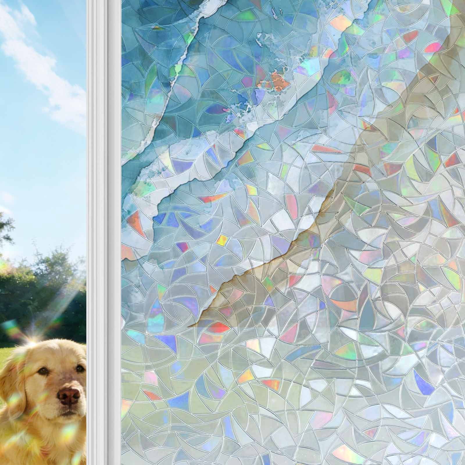 Beach Ocean Waves Rainbow Window Privacy Film, Blue Watercolor Painting ...