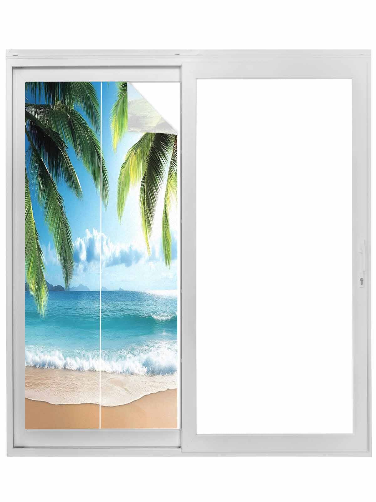 Beach Ocean Window Privacy Film Stained Glass Window Film Decorative ...