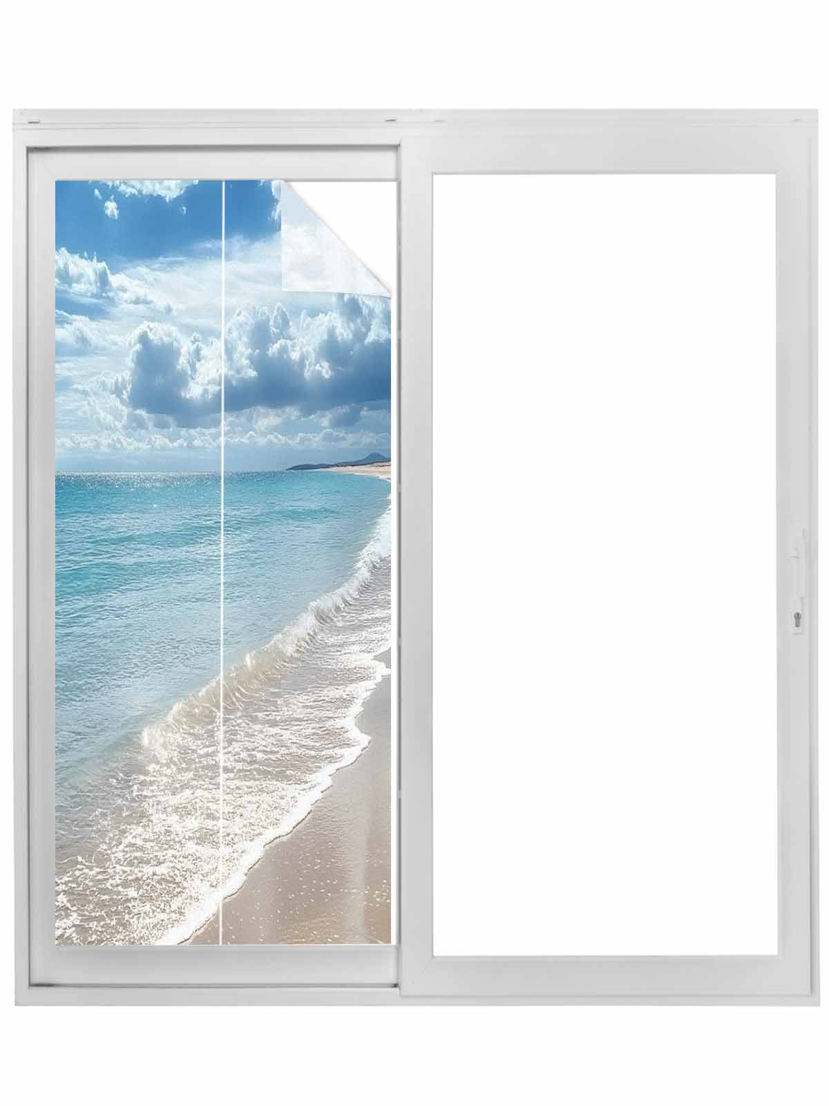 Beach Ocean Window Privacy Film Stained Glass Window Film Decorative ...