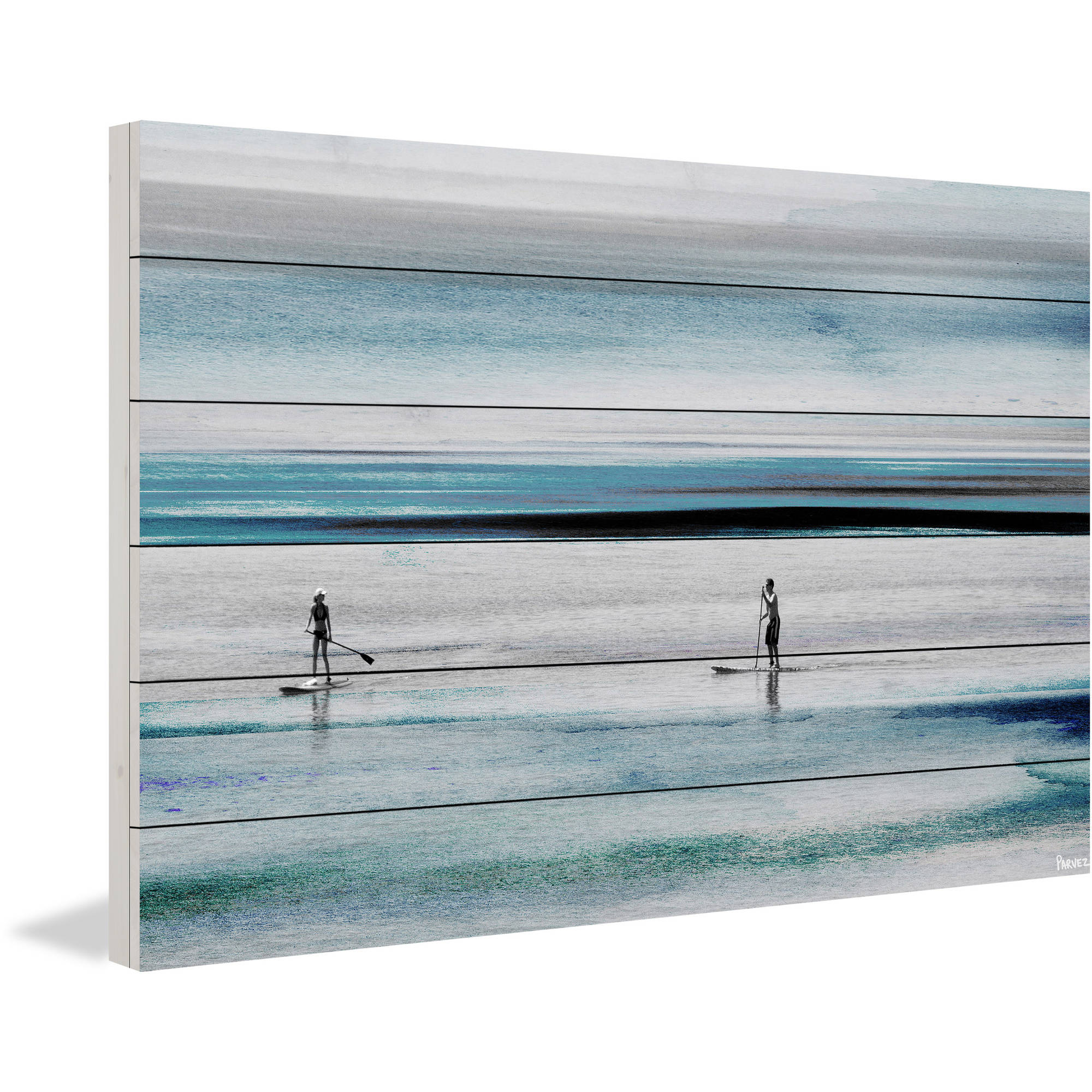 "Beach Paddling" Painting Print on White Wood - Walmart.com