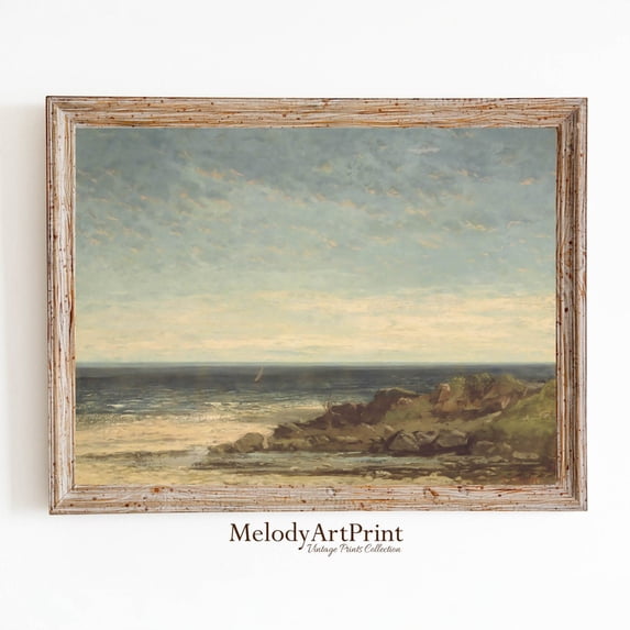 Beach Painting Vintage Print Beach Wall Art Beach Cottage Wall Decor ...