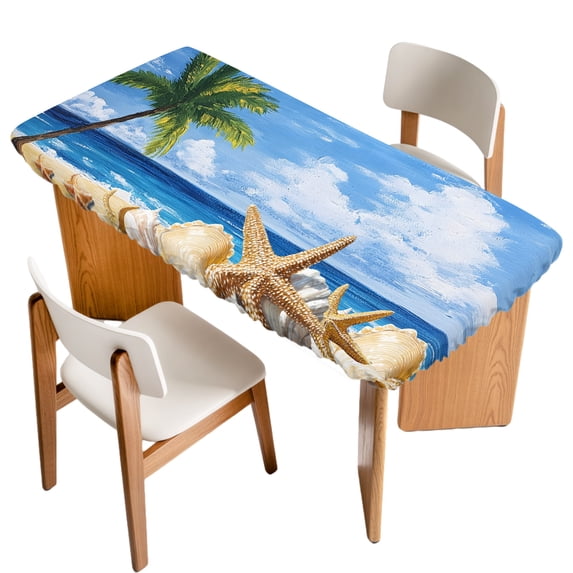 Beach Palm Fitted Rectangle Tablecloth 30" x 60" Tree Summer Ocean Blue ...