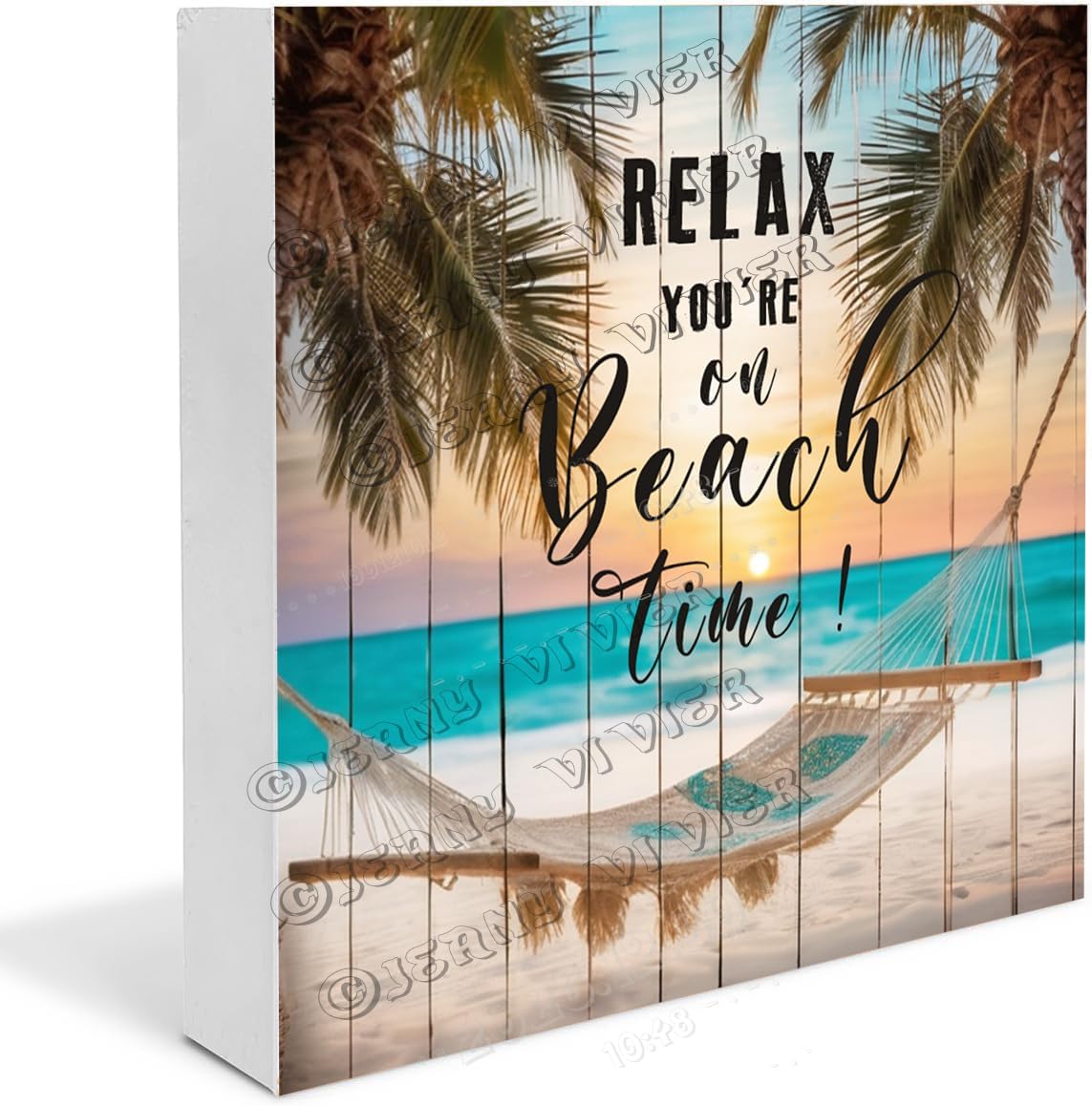Beach Palm Hammock Relax You're On Beach Time Wooden Box Sign Beach ...