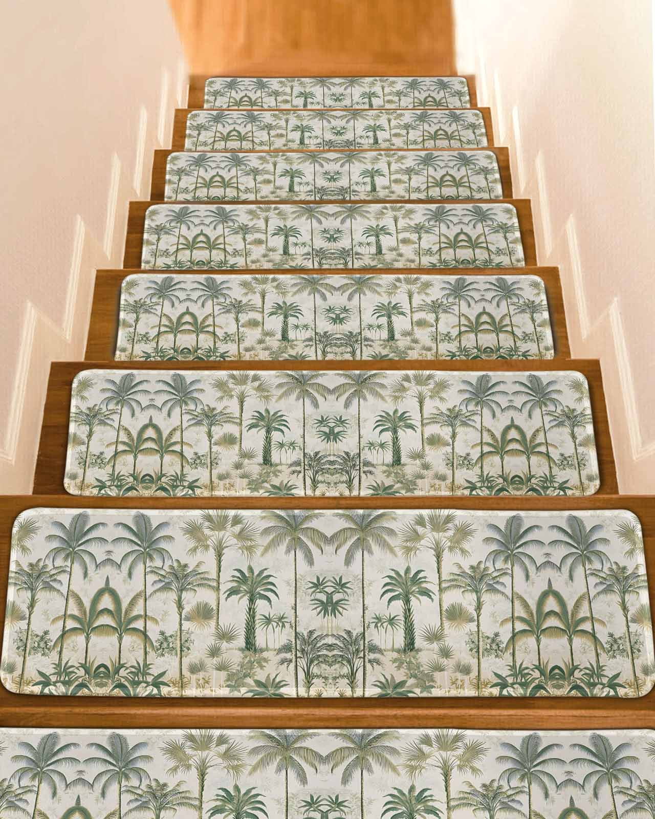 Beach Palm Stair Treads for Wooden Steps Indoor Runner Rug Carpet ...