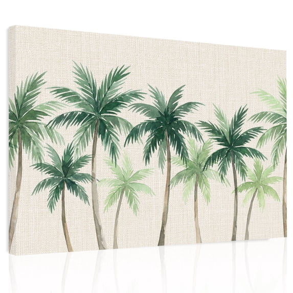 Beach Palm Tree Canvas Print Wall Art, Country Vintage Coastal Green ...