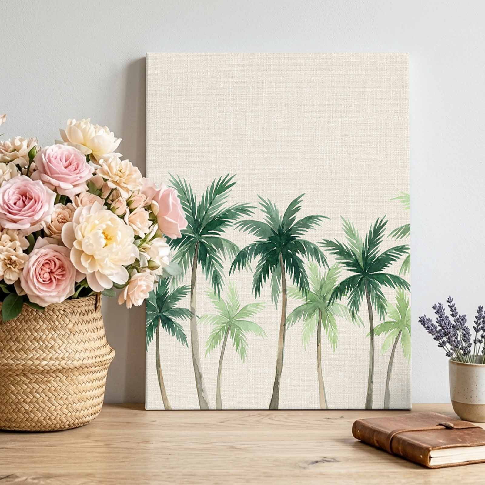 Beach Palm Tree Canvas Wall Art for Living Room, Country Vintage ...