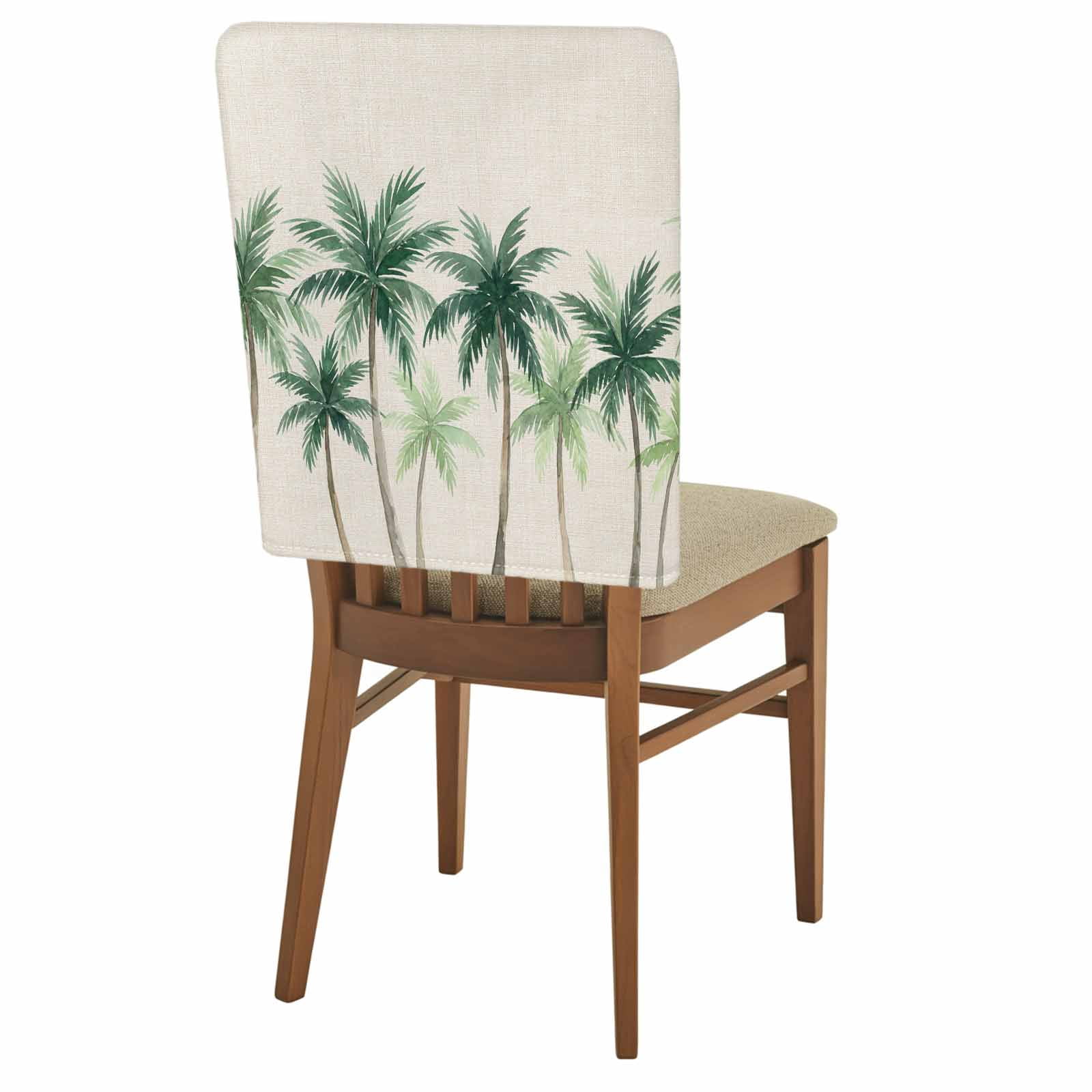 Beach Palm Tree Chair Back Covers Set of 4 Country Vintage Coastal ...