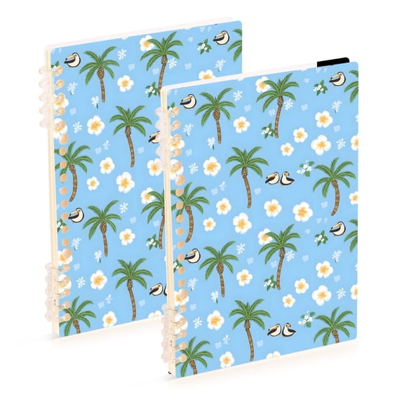 Beach Palm Tree Pattern A5 Notebook Set of 2 Refillable 60 Sheets ...