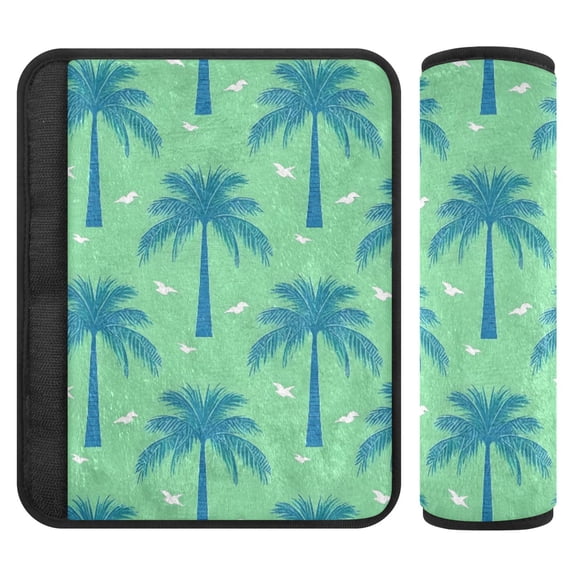 Beach Palm Tree Pattern Car Seat Belt Covers 2 Pack Soft Flannel Padded ...