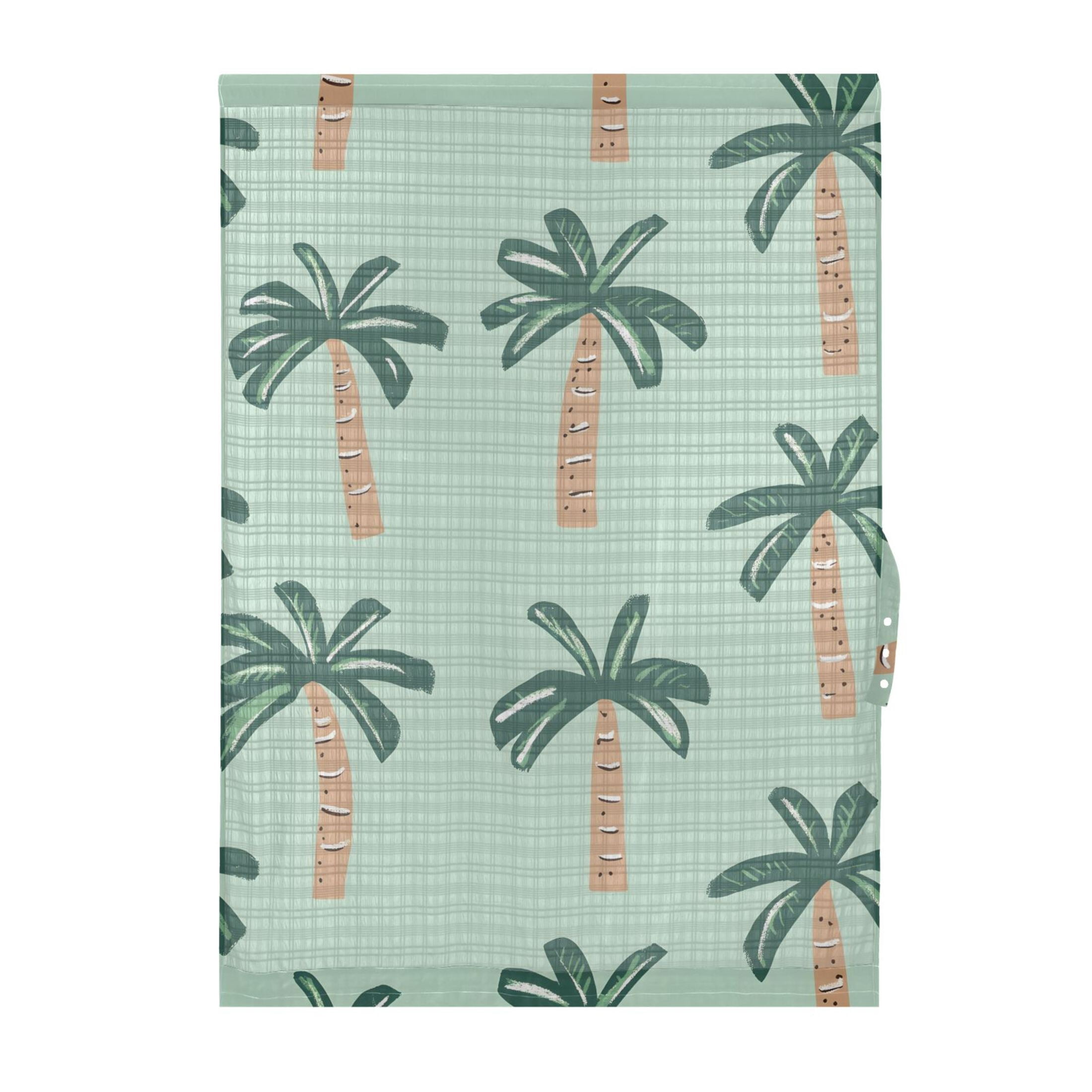 Beach Palm Tree Pattern Door Curtain Sheer Privacy Light Filtering ...