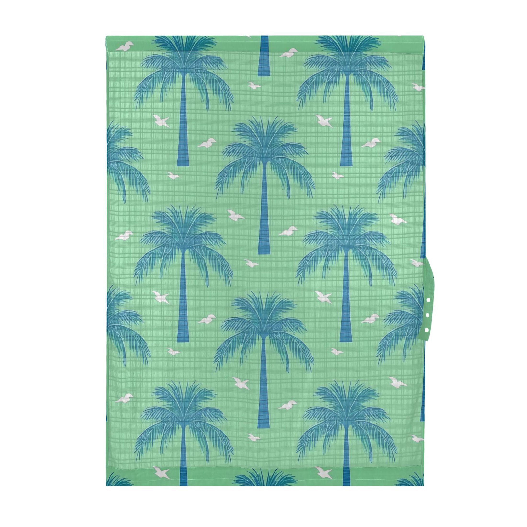 Beach Palm Tree Pattern Door Curtain Sheer Privacy Light Filtering ...