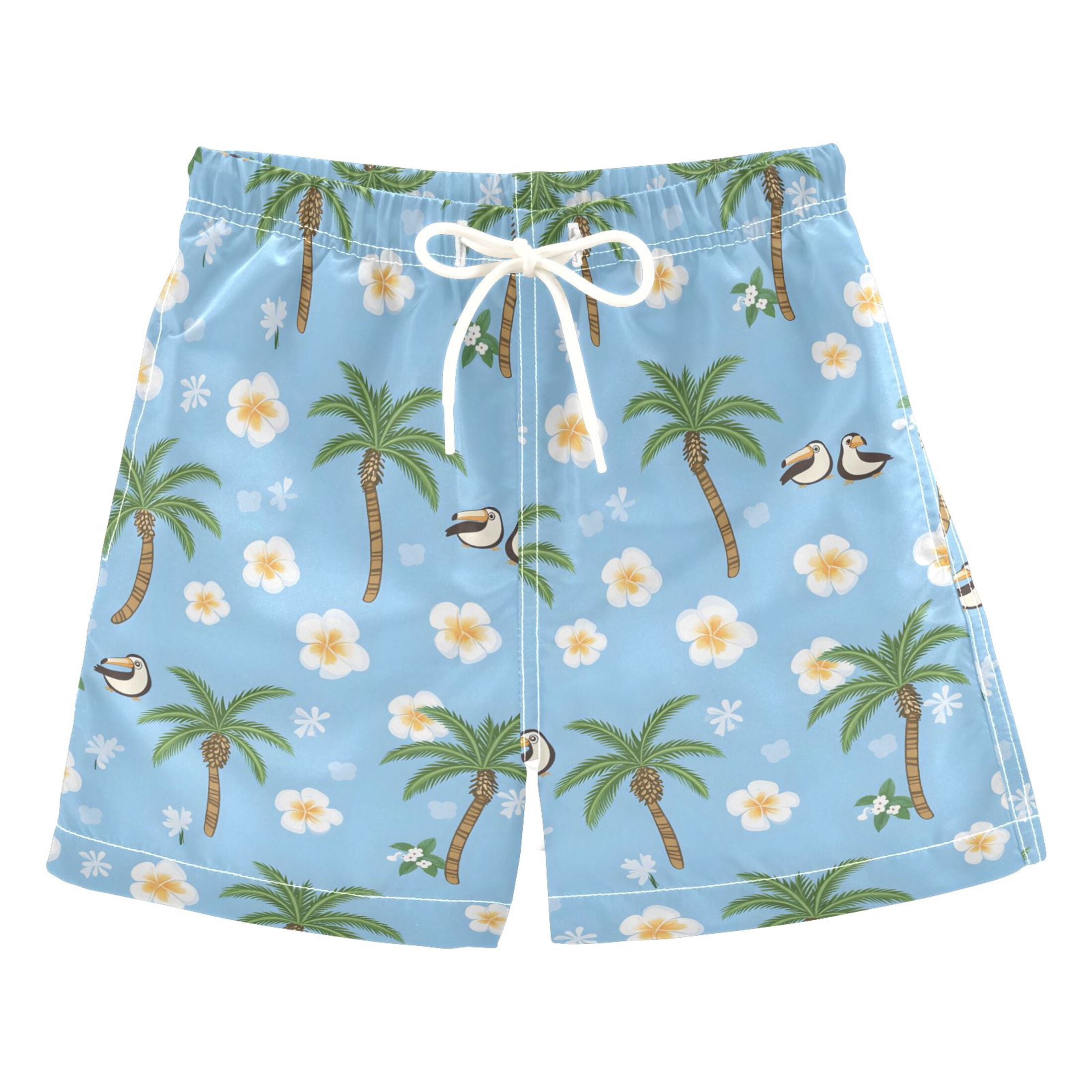 Beach Palm Tree Pattern Swim Trunks Quick Dry Beach Pool Board Shorts ...